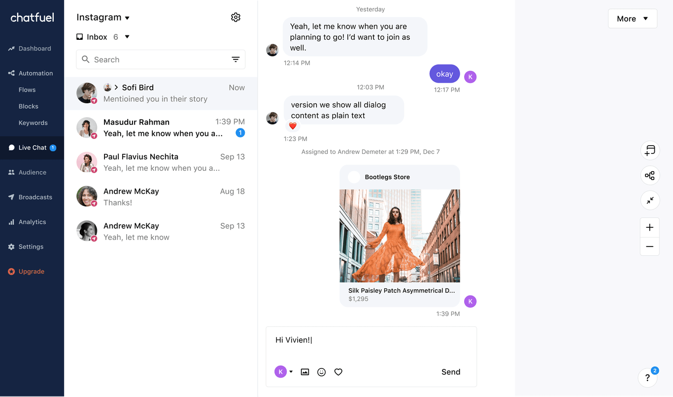 Facebook Messenger automation | Chatfuel